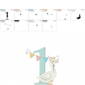 Party Hat Goose Numbers 4inch Bunting 0-9 Machine Embroidery Numbers ...