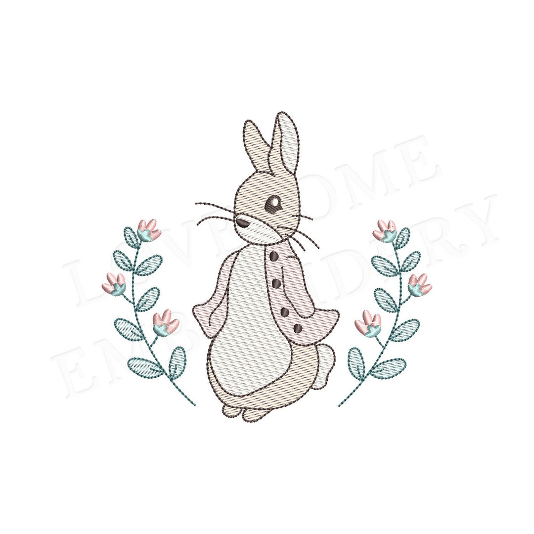 Flopsy Rabbit 4inch Quick Stitch Wreath Machine Embroidery Design ...
