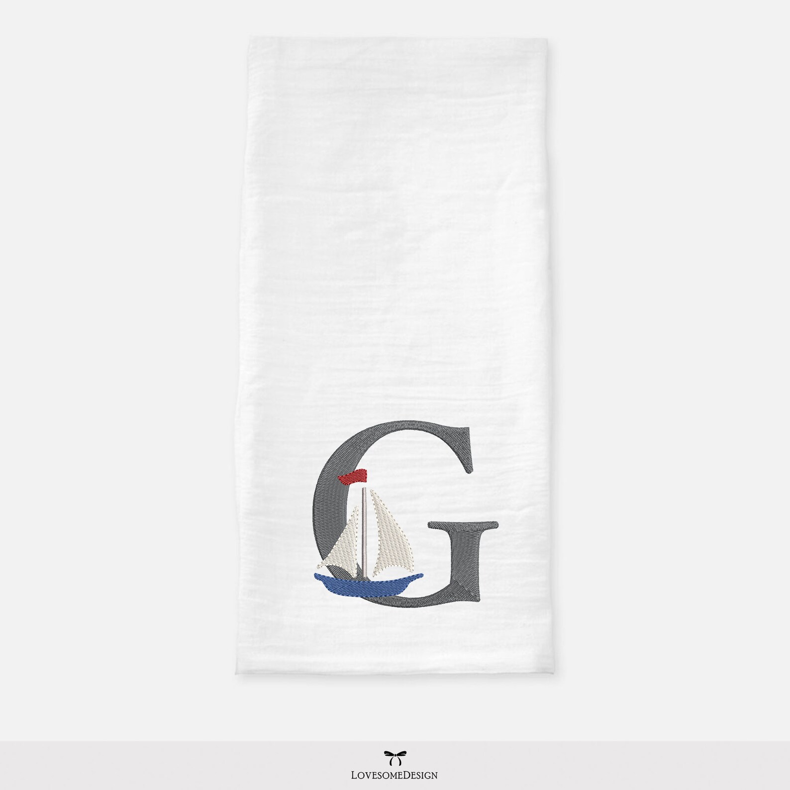 Sail Boat Monogram 4inch Embroidery Font, Nautical Machine Embroidery ...