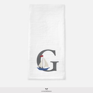 Sail Boat Monogram 4inch Embroidery Font, Nautical Machine Embroidery ...