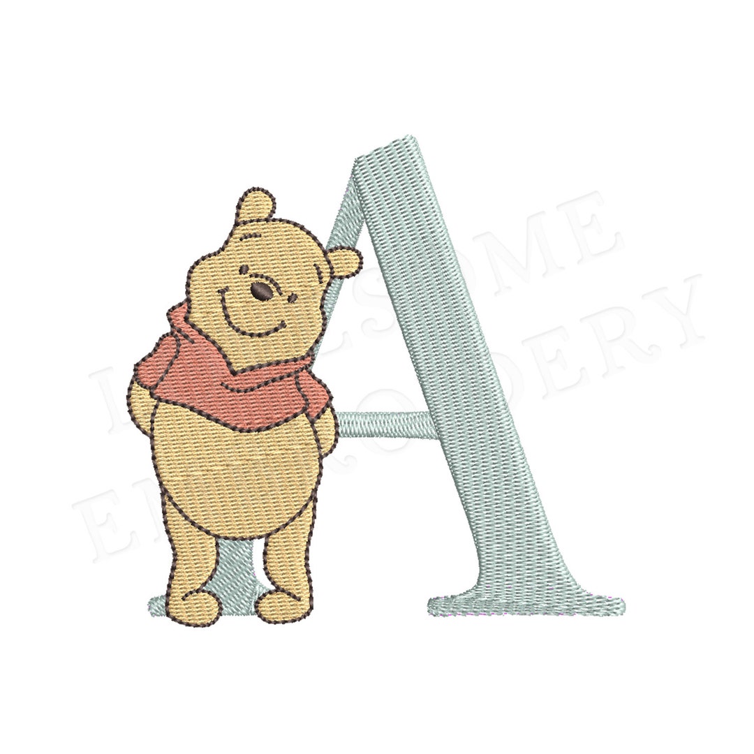 Pooh Bear 4inch Alphabet A-Z Machine Embroidery Font Baby Embroidery ...