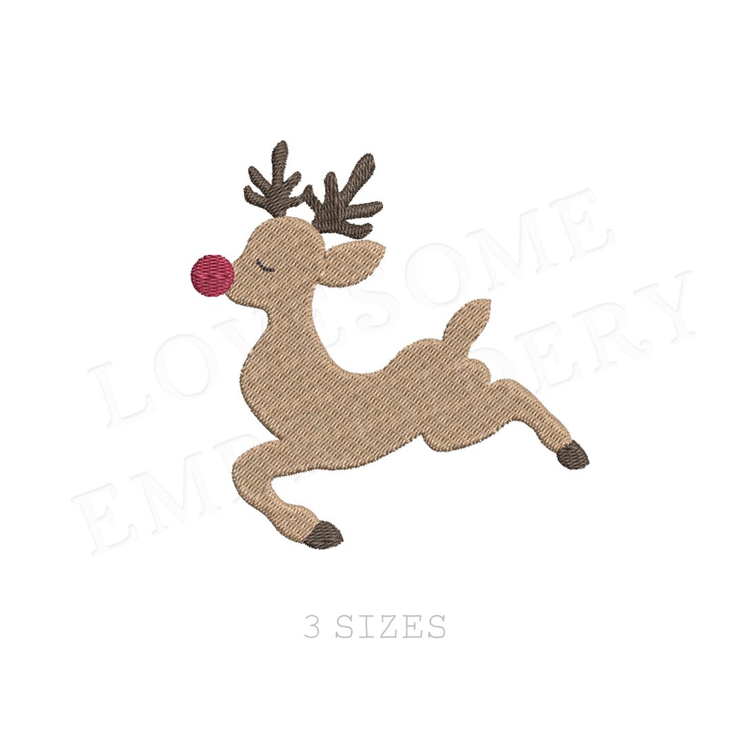 Cute Rudolph Deer Big Multisize Embroidery Design, Classical Christmas ...