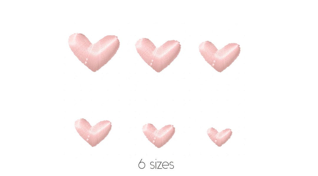 Heart Mini Embroidery Design Six Sizes, Tiny Hearts Satin Stitch ...