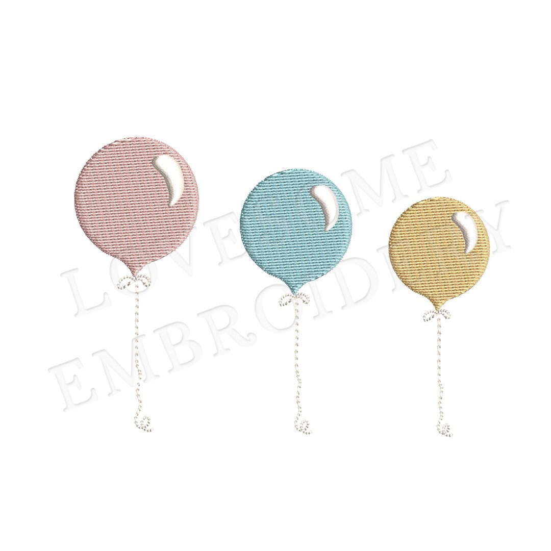 Multisize Birthday Balloons Machine Embroidery Design Digital Download ...