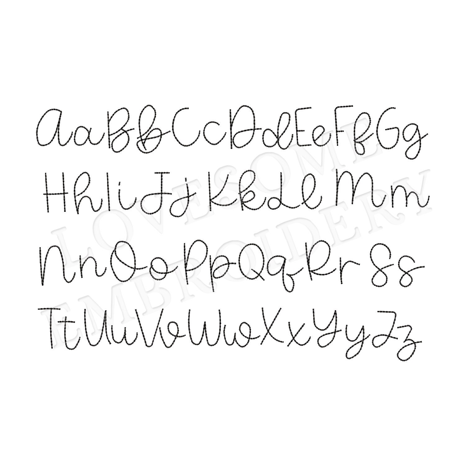 Brooke Script 2inch Bean Stitch Font A-Z, Cursive Run Stitch Font, Machine Embroidery Digital ...