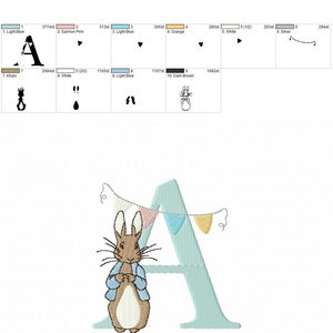 Peter Rabbit 4inch Bunting Alphabet A-Z Machine Embroidery Font Digital ...