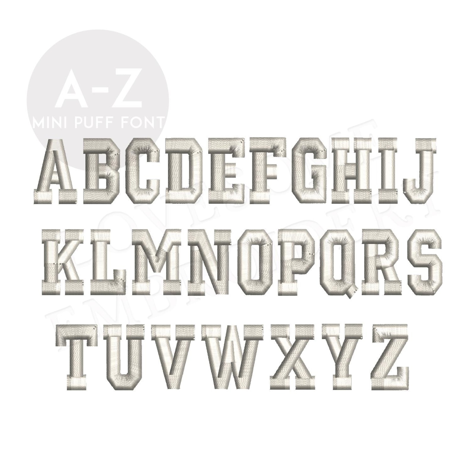 College Mini Puff 1inch Font A-Z Machine Embroidery Sports Letters ...