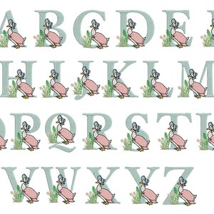 Jemima Puddleduck 3inch Alphabet A-Z Machine Embroidery Font Digital ...