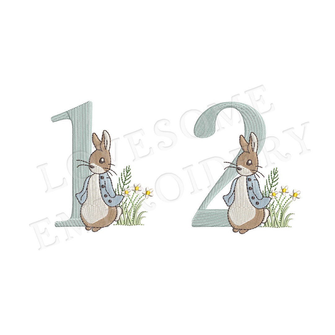 Numbers Peter Rabbit 4inch 0-9 Machine Embroidery Numbers Digital ...