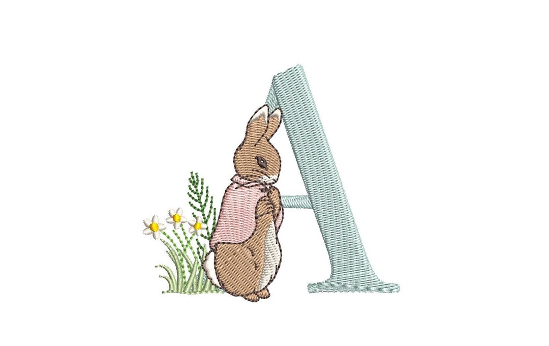 Cottontail Rabbit 4inch Alphabet A-Z Machine Embroidery Font Digital ...