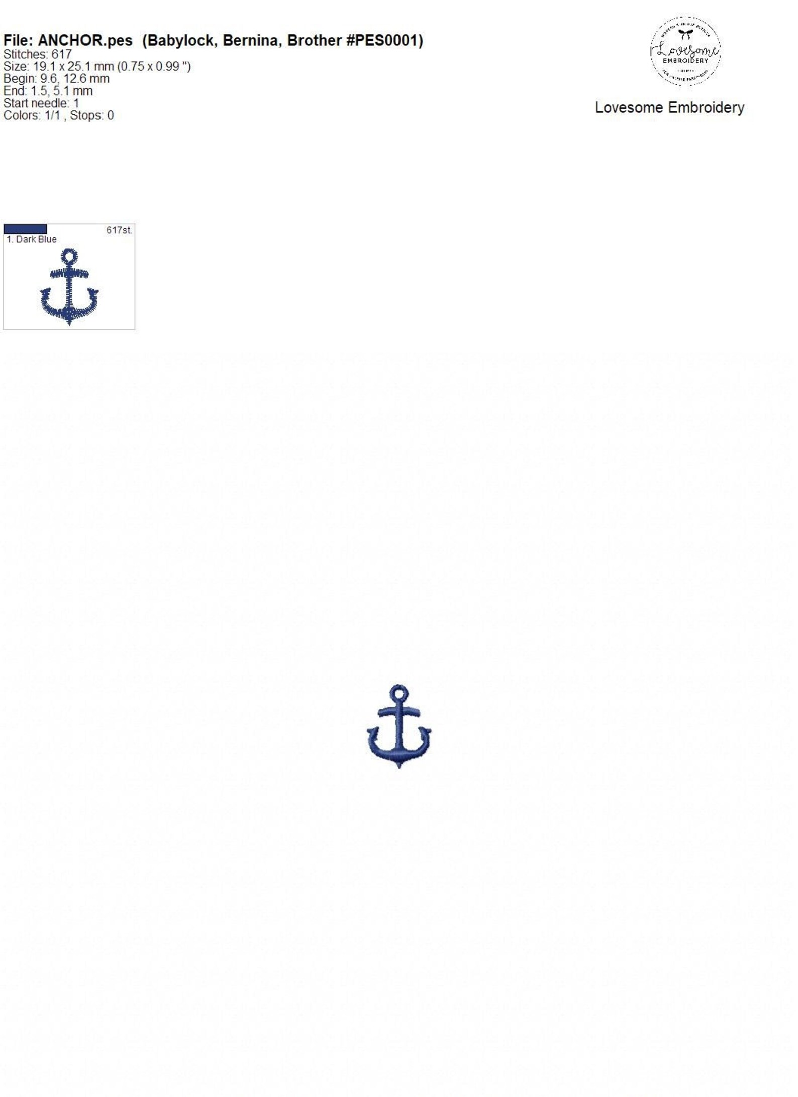 Anchor Mini Embroidery Design Multisize, Nautical Machine Embroidery ...