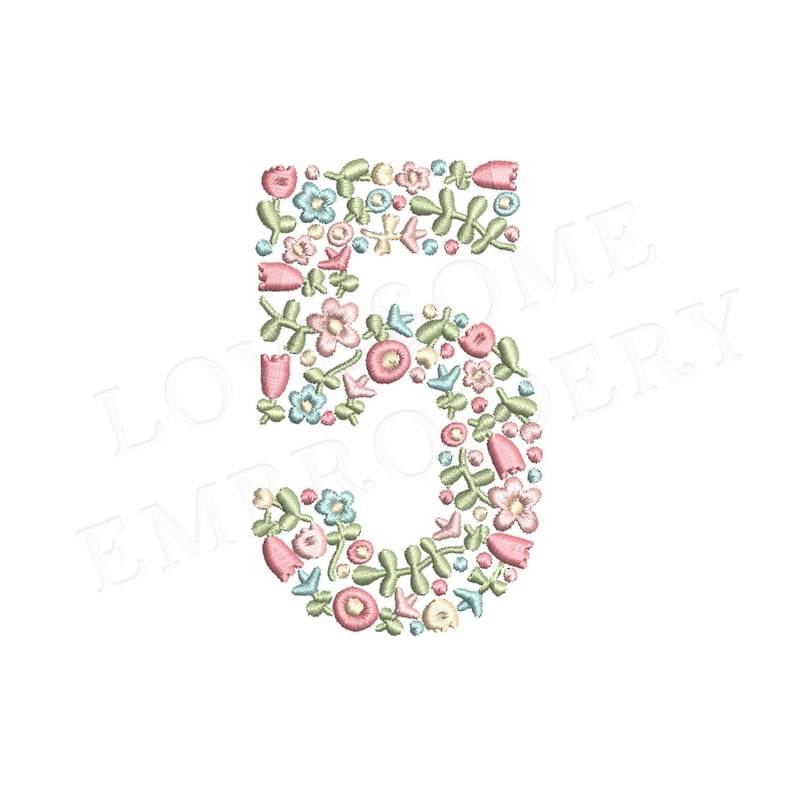 NEW Floral Number 5 4inch Machine Embroidery Design Dainty Flowers ...