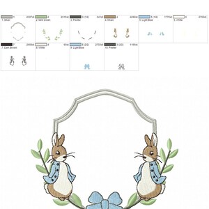 Peter Rabbits Bow Crest 6x10 Machine Embroidery Design Digital Download ...