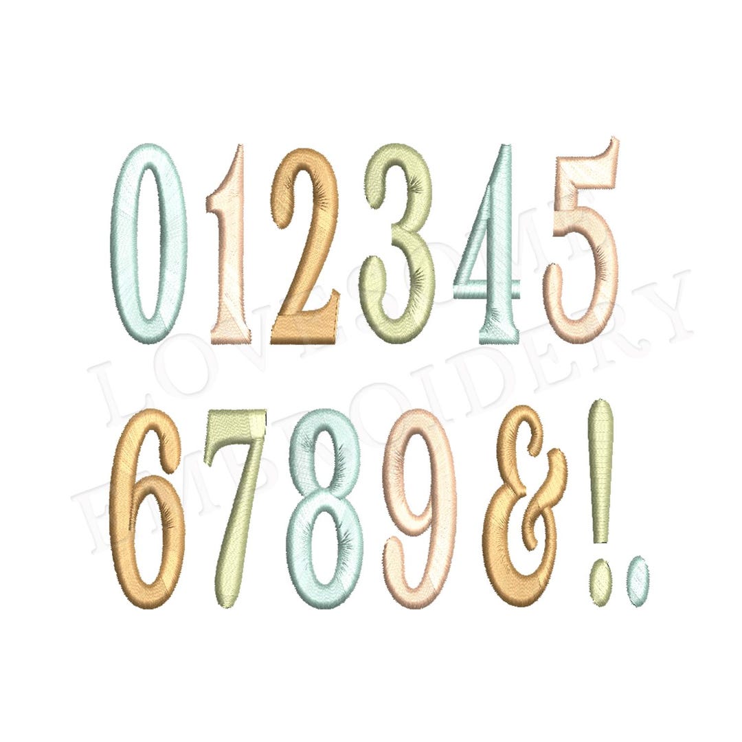 Vintage Tall Numbers 1.5inch 2inch 0-9 Machine Embroidery Numbers ...