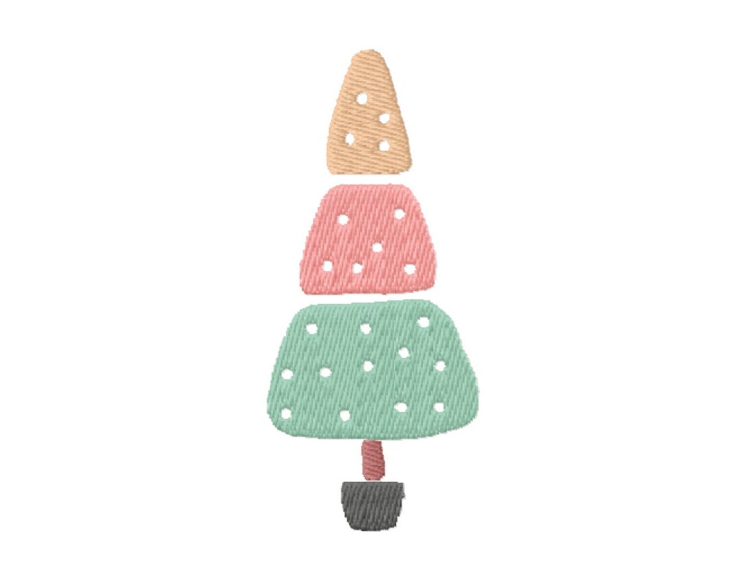 Christmas Tree 4x4 Pastel Colors Embroidery Design, Cute Holiday Tree ...