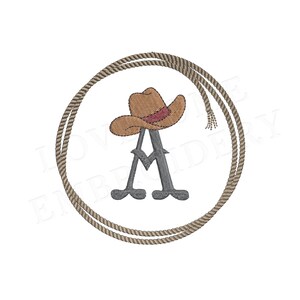 Cowboy Hat 4inch Monogram A-Z Embroidery Font, Western Machine ...