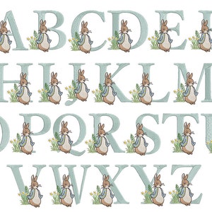 Peter Rabbit 4inch Alphabet A-Z Machine Embroidery Font Digital ...