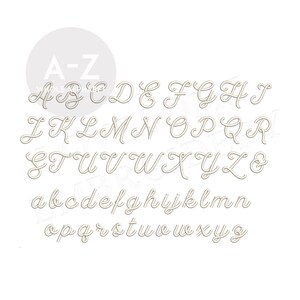 Hailey 2inch Thick Satin Stitch Embroidery Font A-Z, Cursive Script BX ...