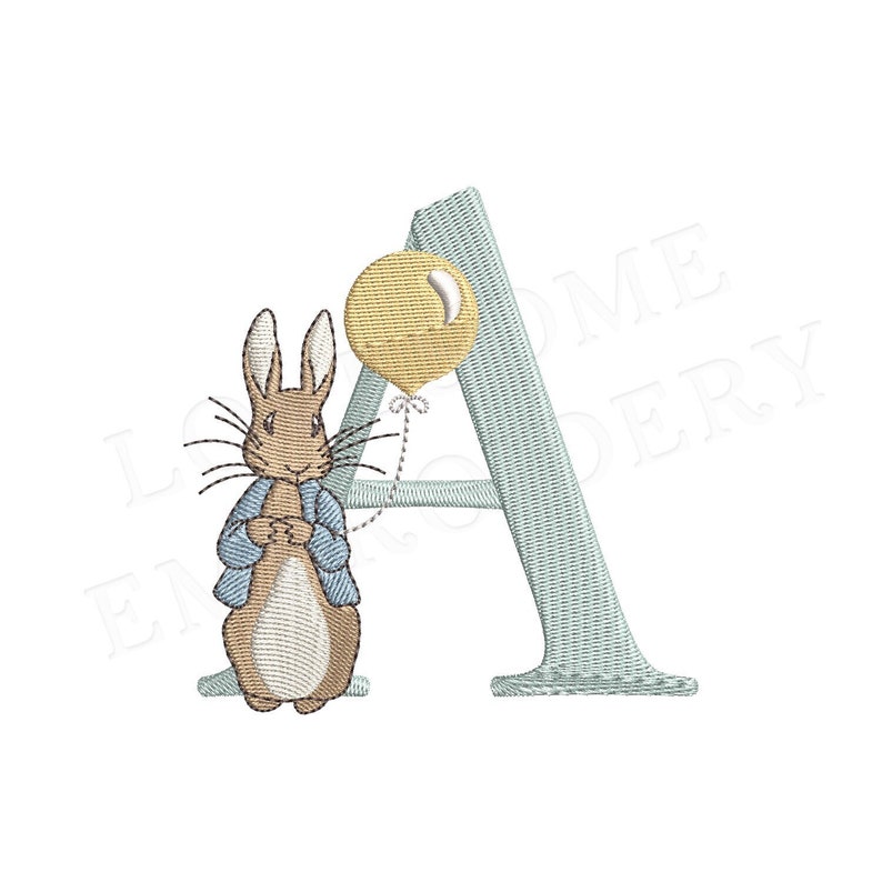 Peter Rabbit Balloon 4inch Alphabet A-Z Machine Embroidery Font Digital ...