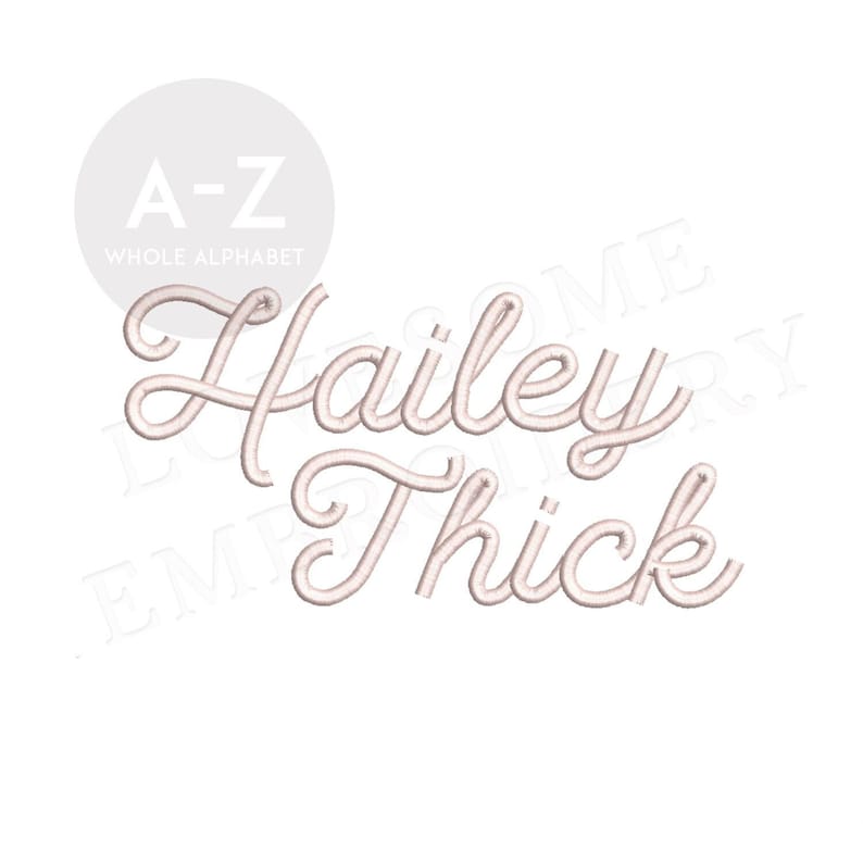 Hailey 1.5inch Thick Satin Stitch Embroidery Font A-Z, Cursive Script ...