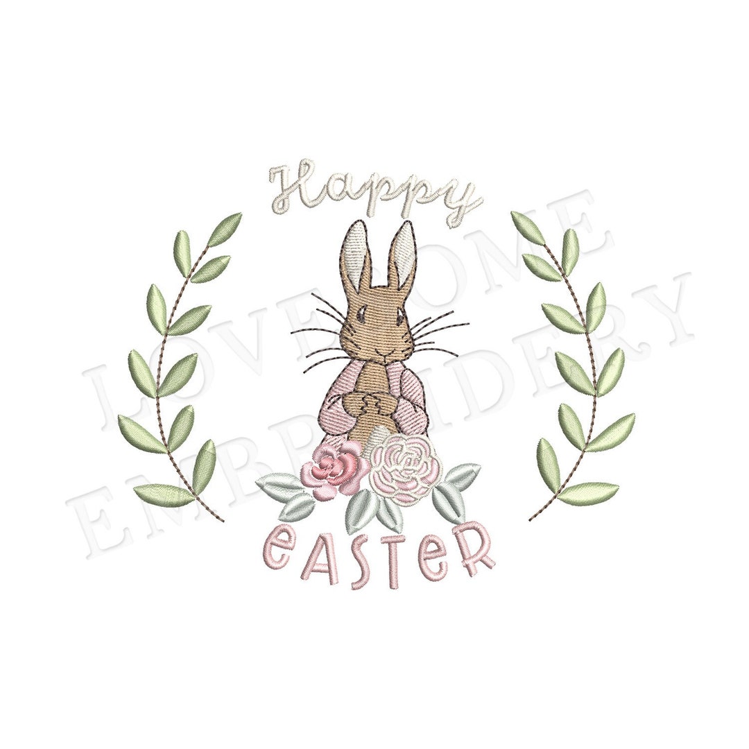 Happy Easter 4x4 Flopsy Rabbit Machine Embroidery Design Digital ...