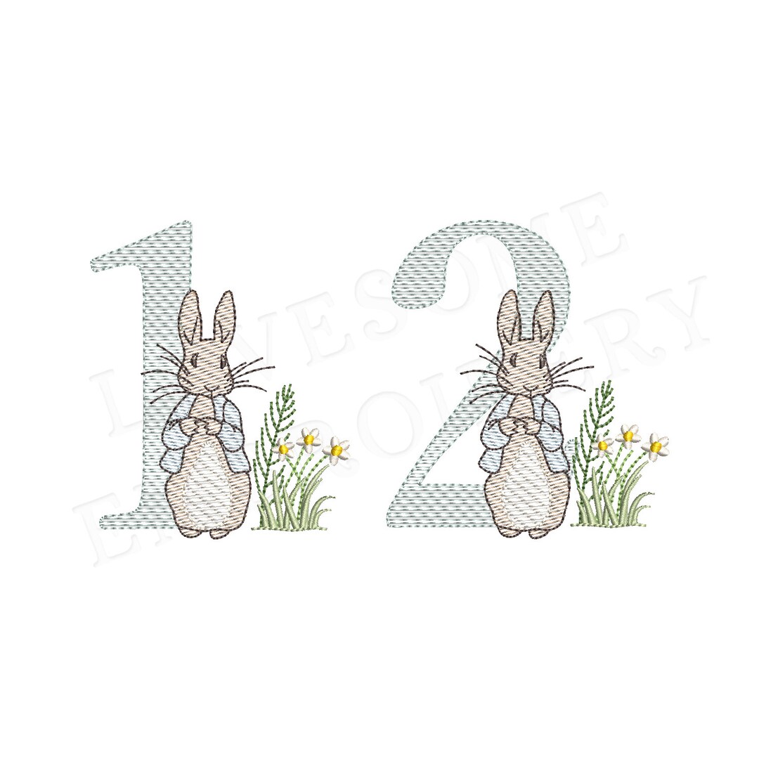 Numbers Peter Rabbit Quick Stitch 4inch 0-9 Machine Embroidery Numbers ...
