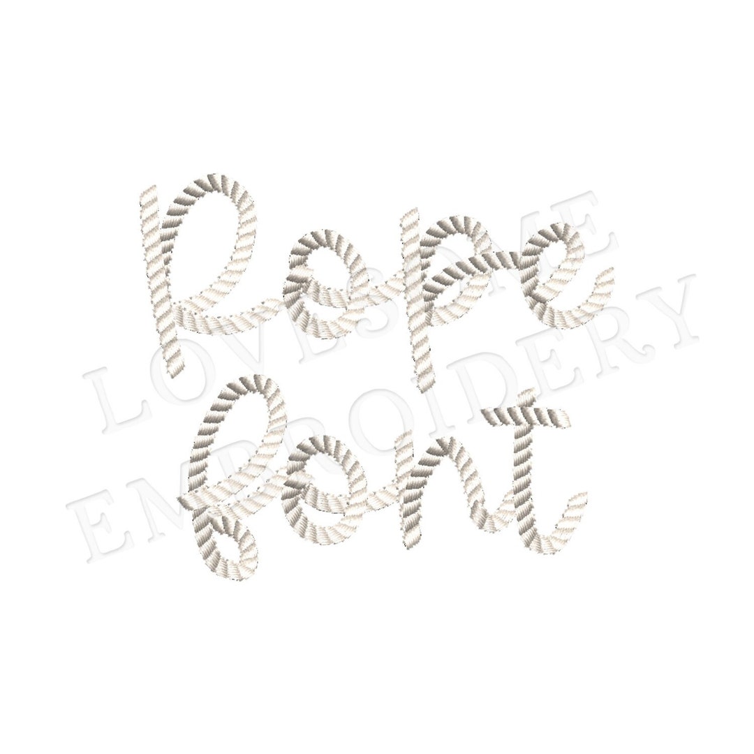 Rope Script Font A-Z 1.5inch Cursive Rope Stitch Machine Embroidery ...
