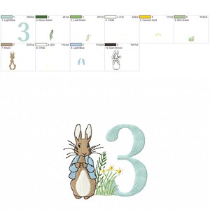 Numbers Peter Rabbit 3inch 0-9 Machine Embroidery Numbers Digital ...