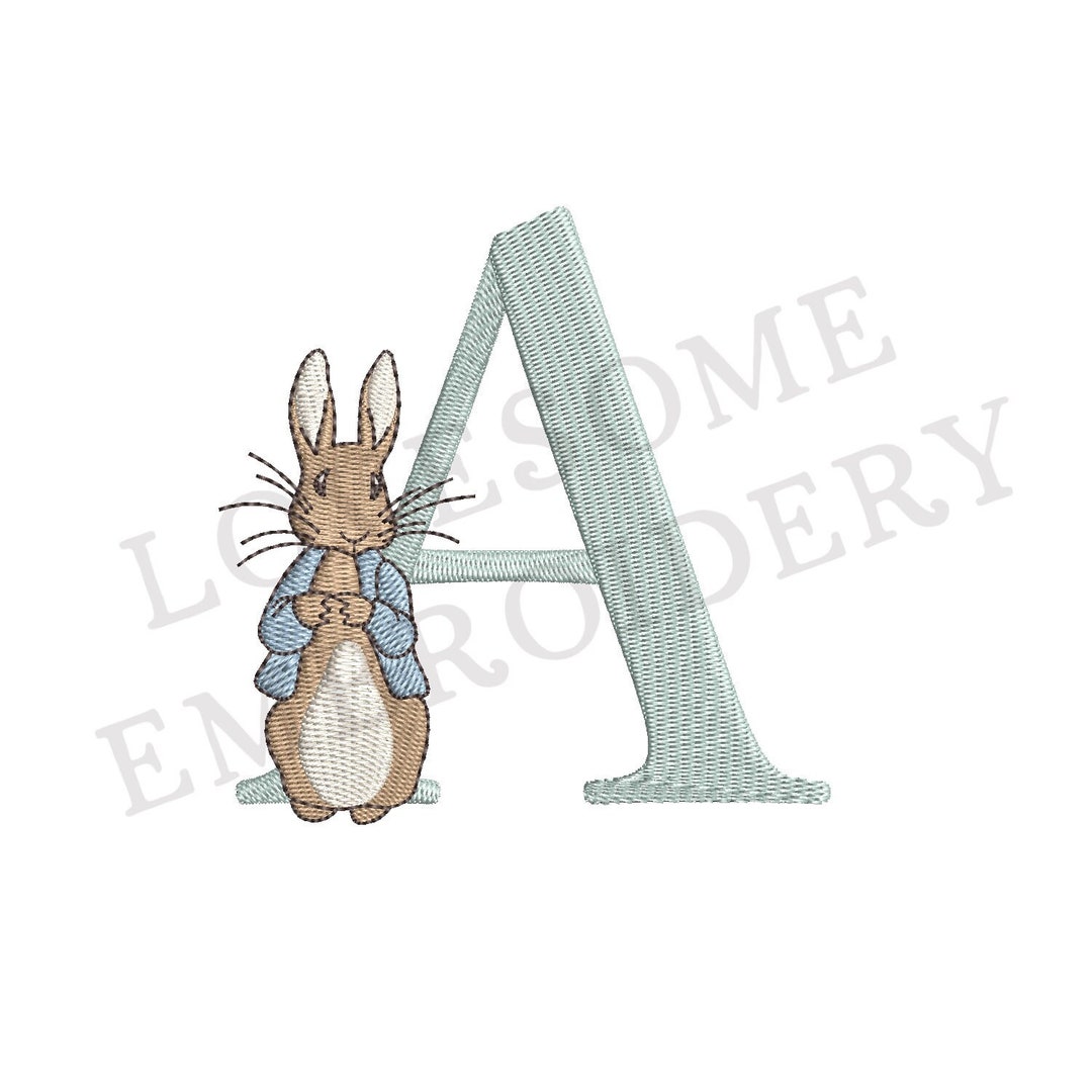 Peter Rabbit 3inch Alphabet A-Z Machine Embroidery Font Digital ...
