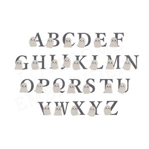 Cute Ghost Alphabet 4inch A-Z Machine Embroidery Font Digital Download ...