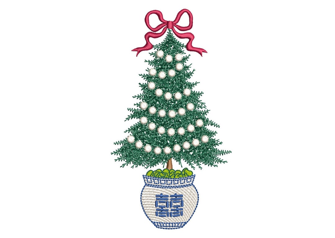 Chinoiserie Holiday Tree 4X4 Embroidery Design, Chinoiserie Chic ...