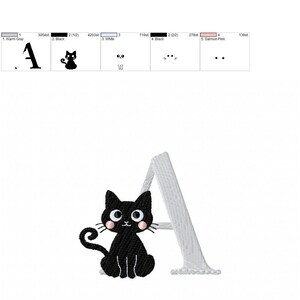 Cute Black Cat Alphabet 4inch A-Z Machine Embroidery Font Digital ...