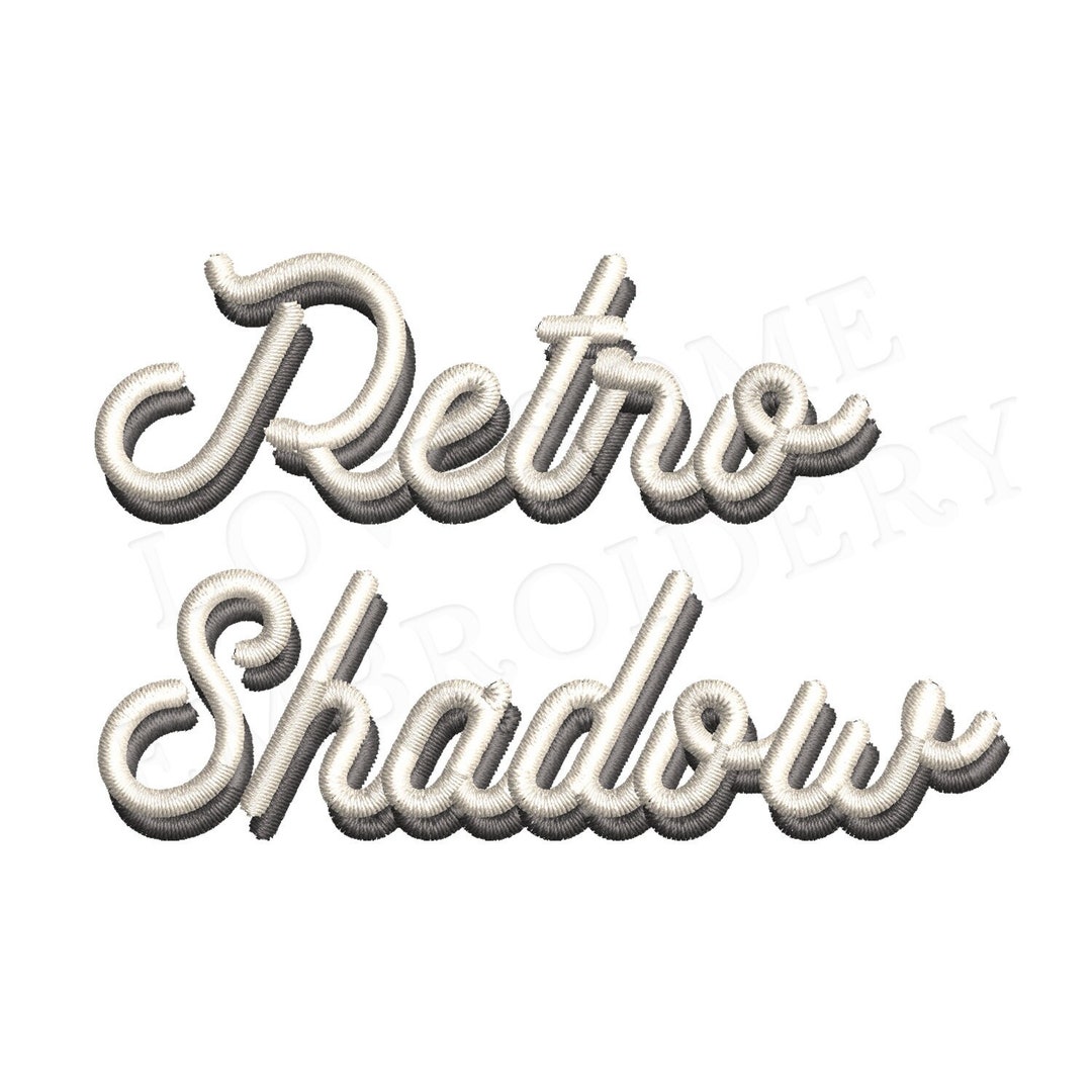 Retro Shadow 2inch Script Font A-Z Machine Embroidery Font Digital ...