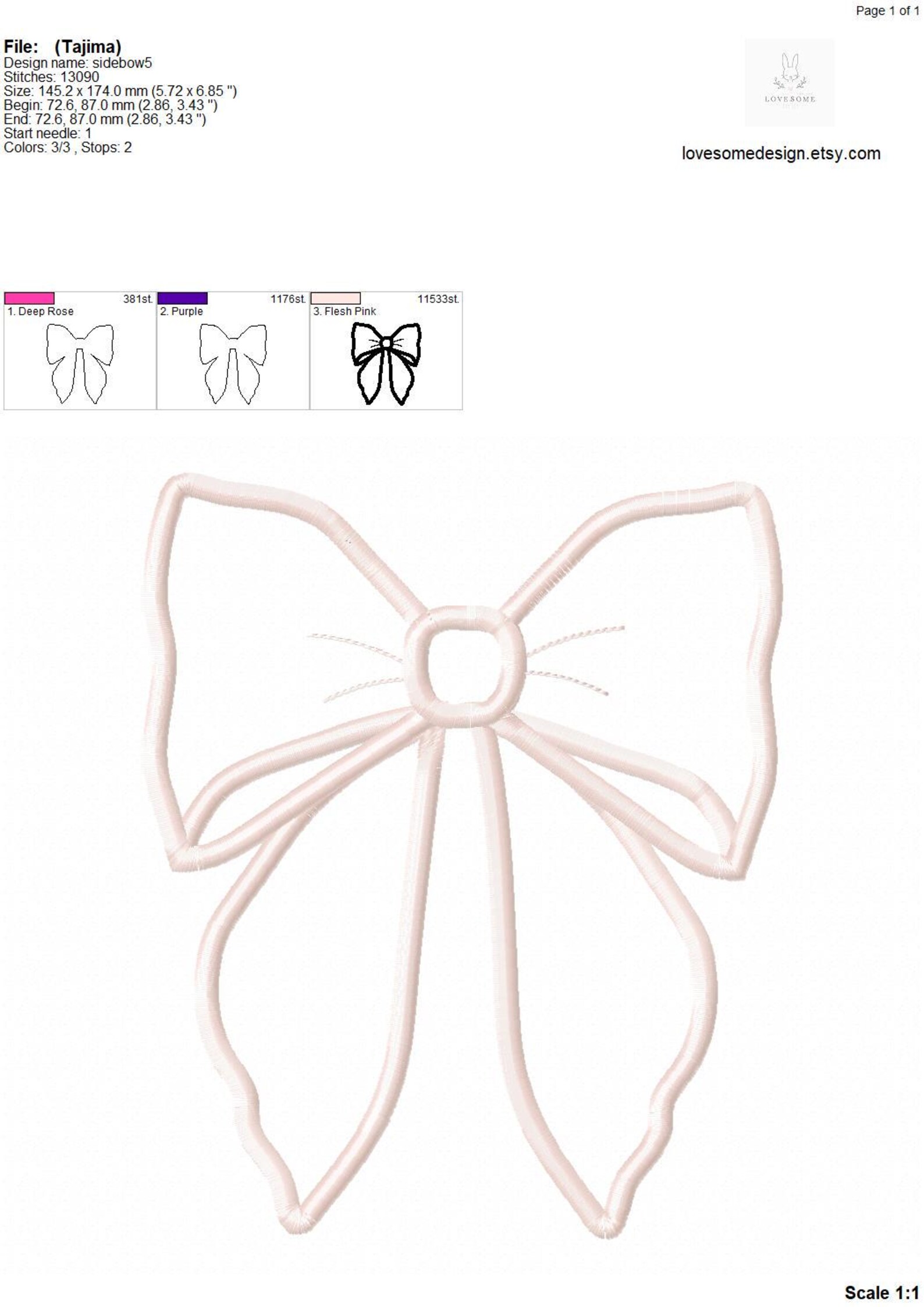 Glorious Side Bow Sweatshirt Applique Four Sizes Machine Embroidery ...