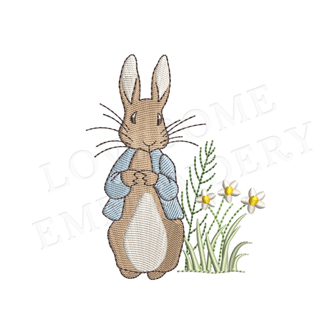Peter Rabbit With Florals 4inch Machine Embroidery Design Digital ...