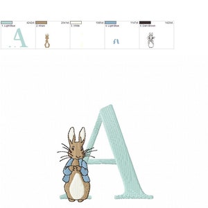 Peter Rabbit 4inch Alphabet A-Z Machine Embroidery Font Digital ...