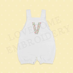 NEW Floral Letter V 4inch Machine Embroidery Design Dainty Flowers ...