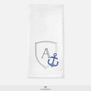 Anchor Rope Crest 3inch Embroidery Design, Nautical Machine Embroidery ...