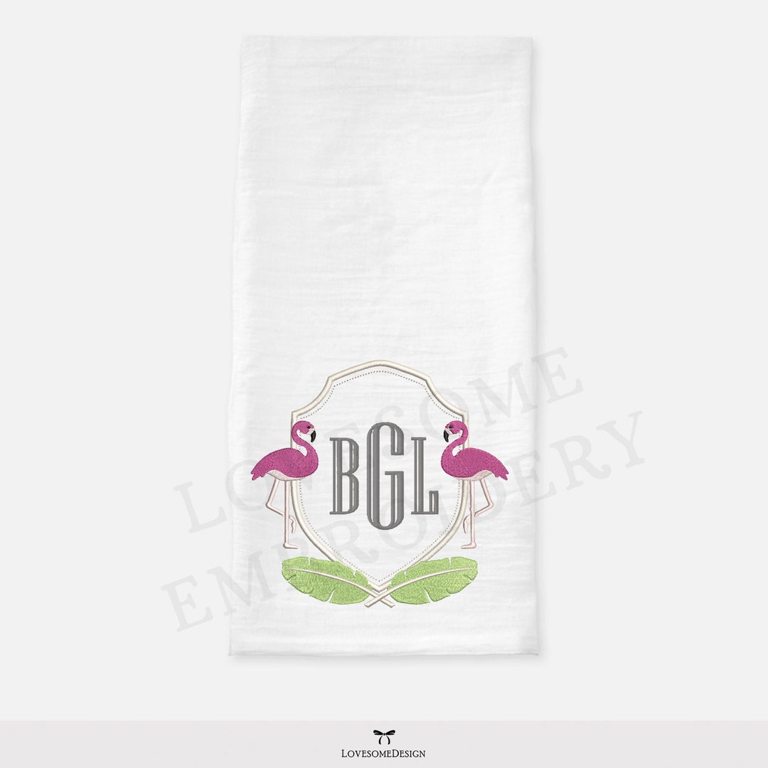 Flamingo Crest 5x7 Summer Embroidery Design, Nautical Tropical Machine ...
