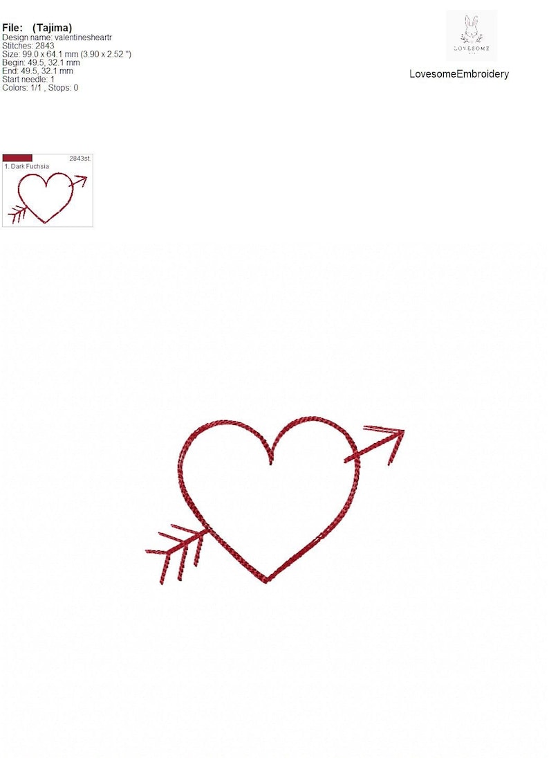 Multisize Heart Three Sizes Valentines Day Machine Embroidery Design ...
