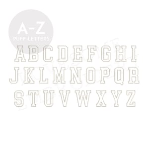 College Outline 3inch Puff Font A-Z Machine Embroidery Sports Letters ...