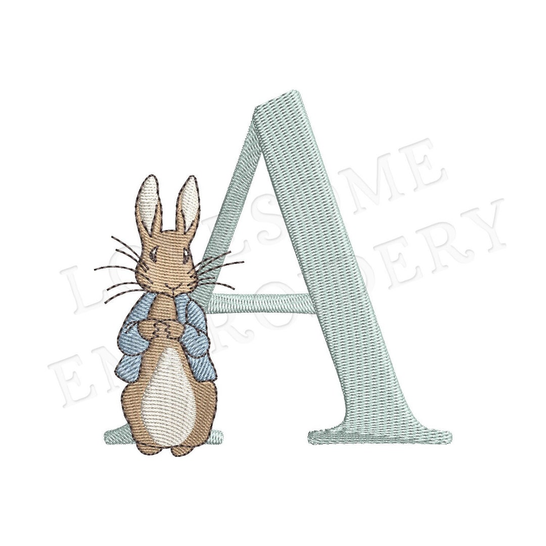 Peter Rabbit 4inch Alphabet A-Z Machine Embroidery Font Digital ...