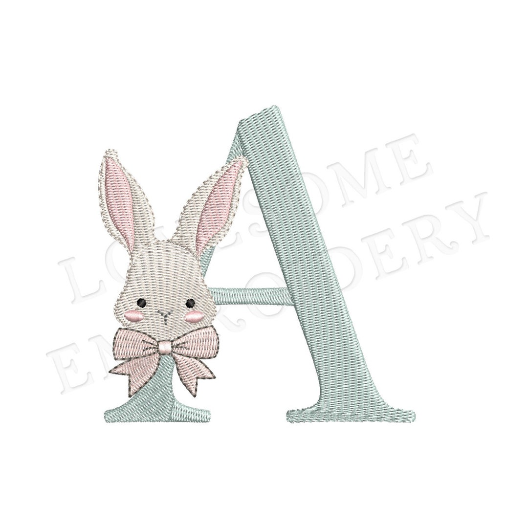 Easter Bunny 4inch Alphabet A-Z Easter Rabbit With Bow Machine ...