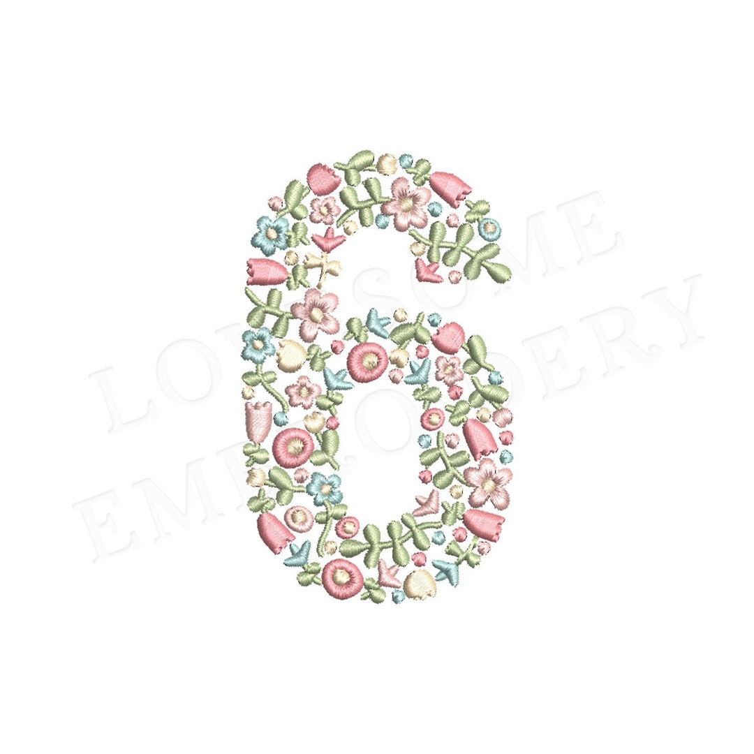 NEW Floral Number 6 4inch Machine Embroidery Design Dainty Flowers ...
