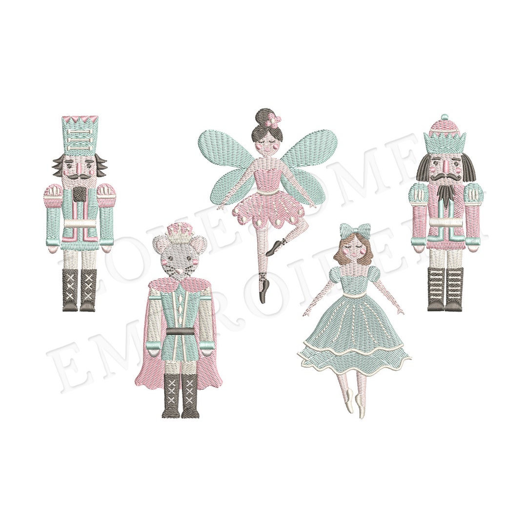 Pastel Nutcracker Set 4x4 Machine Embroidery Design Bundle Digital ...