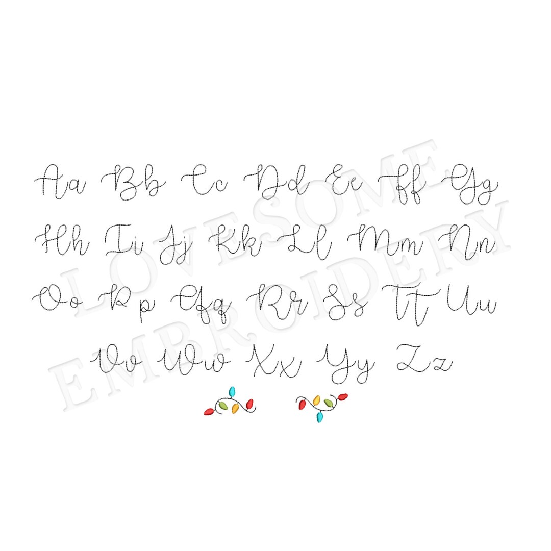 Bright Script 2inch Bean Stitch Font A-Z, Run Stitch Holiday Font ...