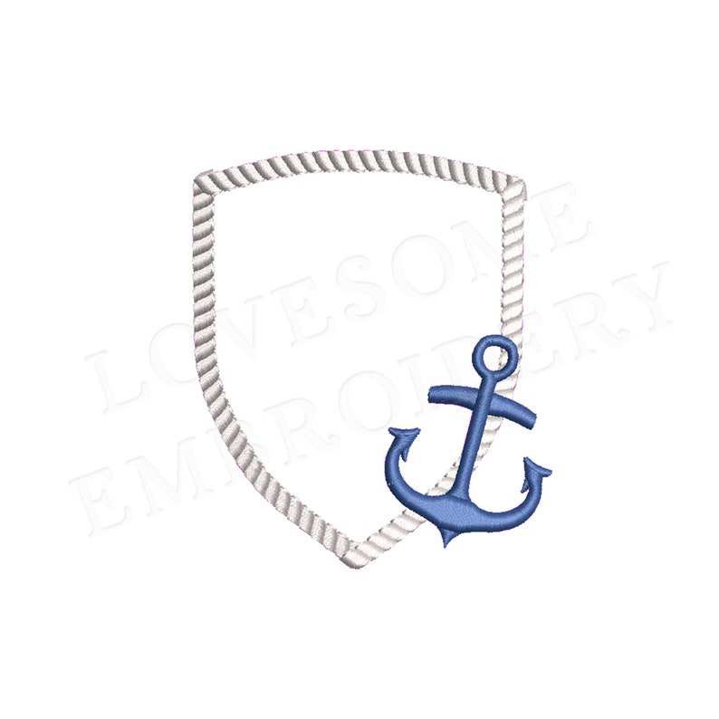 Anchor Rope Crest 3inch Embroidery Design, Nautical Machine Embroidery ...