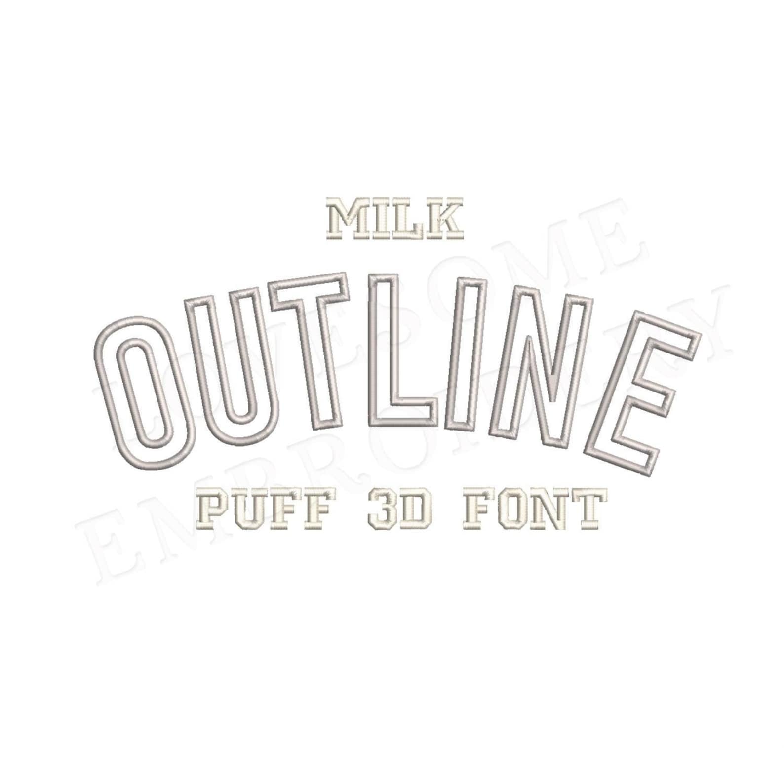 Milk Outline 3inch Puff Font A-Z Machine Embroidery Puff Stitch Letters ...