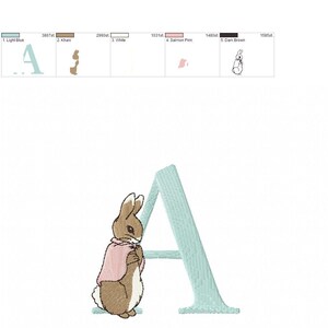 Cottontail Rabbit 4inch Alphabet A-Z Machine Embroidery Font Digital ...