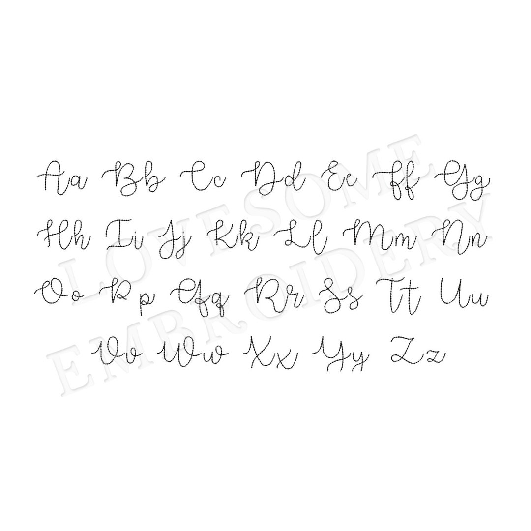 Bethany Script 0.75inch Bean Stitch Font A-Z, Cursive Run Stitch Font ...